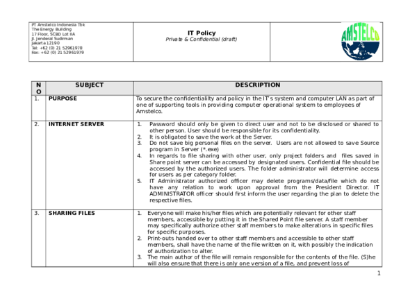 (DOC) Simple and standard IT Policy