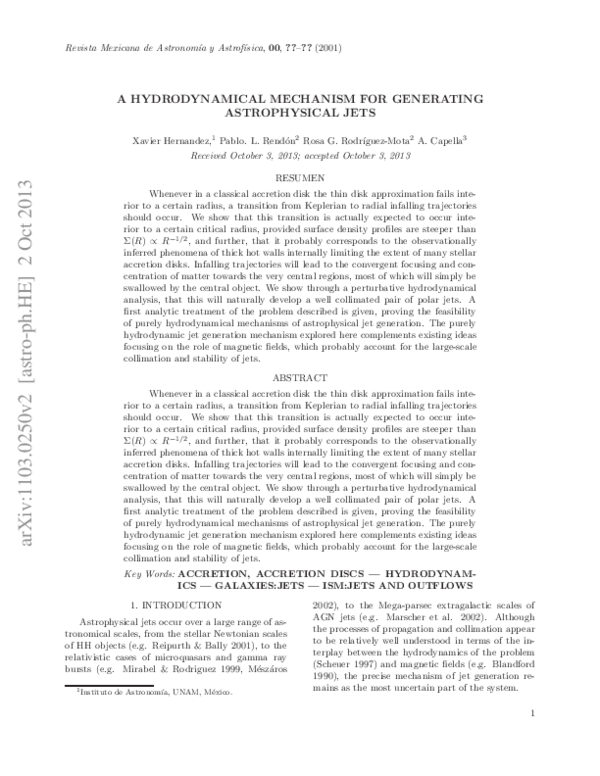 (PDF) Evolution of astrophysical jets generated by a vortex mechanism ...