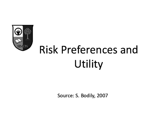 (PDF) Risk Preferences and Utility