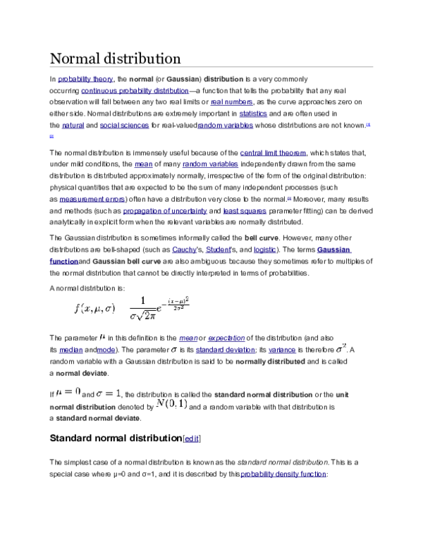 (DOC) NORMAL DISTRIBUTION