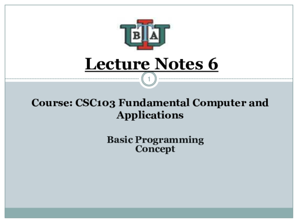 Basic Programming Concept