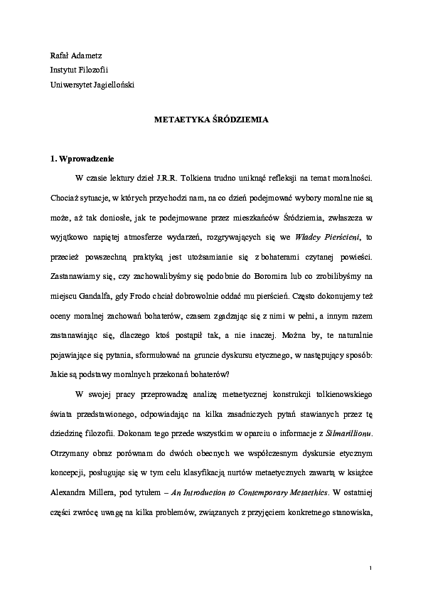 (PDF) Metaetyka Śródziemia (Metaethics of Middle-earth) [in:] 'Ex ...