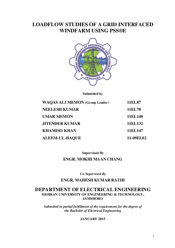 (PDF) LOAD FLOW STUDIES OF A GRID INTERFACED WIND FARM USING PSSE