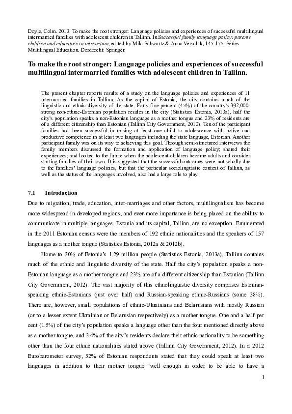 (PDF) To make the root stronger: Language policies and experiences of ...