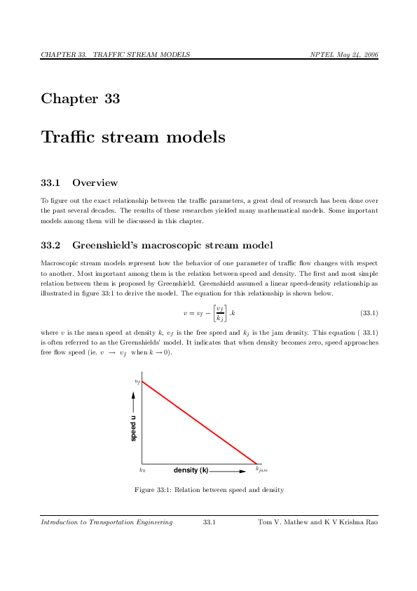 (PDF) Traffic stream models