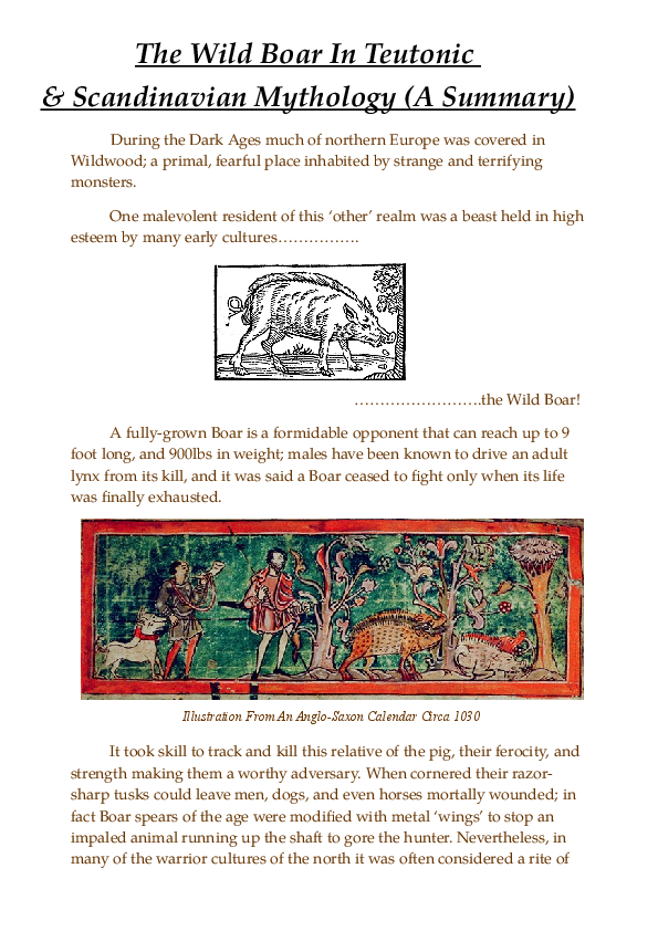 (DOC) The Wild Boar In Teutonic & Scandinavian Mythology (A Summary)
