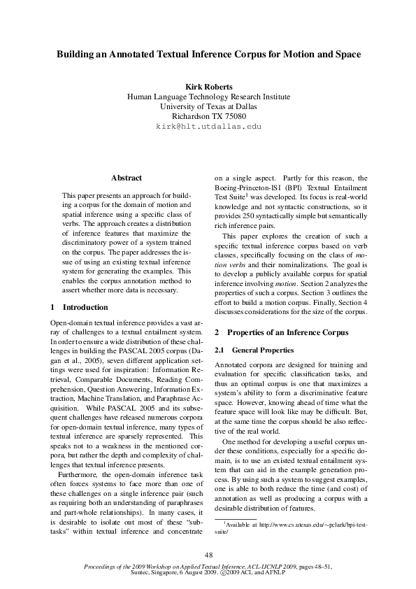 (PDF) Building an Annotated Textual Inference Corpus for Motion and Space