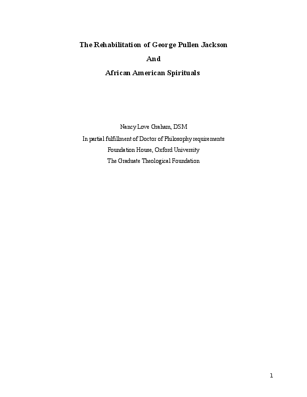 (DOC) The Rehabilitation of George Pullen Jackson and African American ...