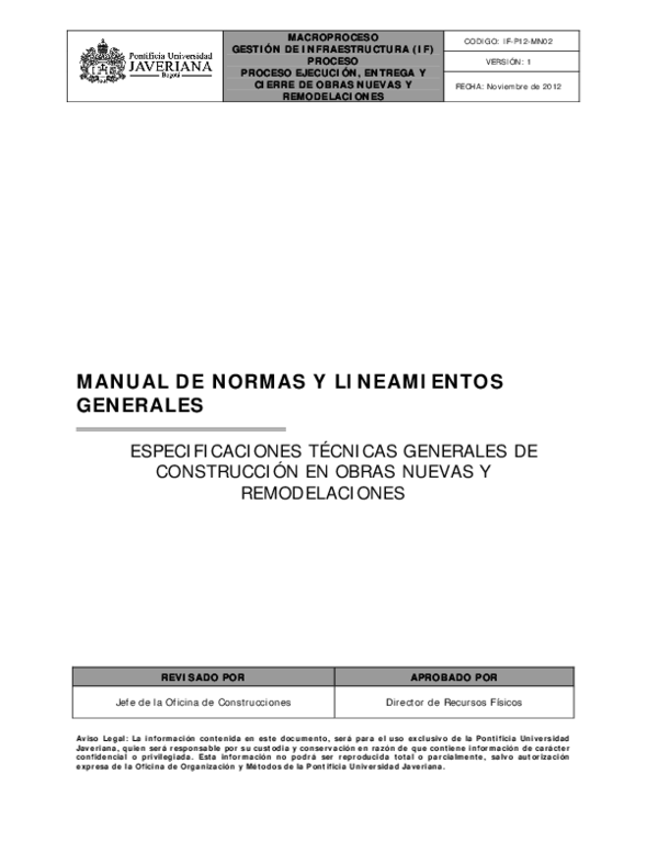 (PDF) ESPECIFICACIONES TECNICAS GENERALES DE CONSTRUCCION EN OBRAS NUEVAS Y REMODELACION