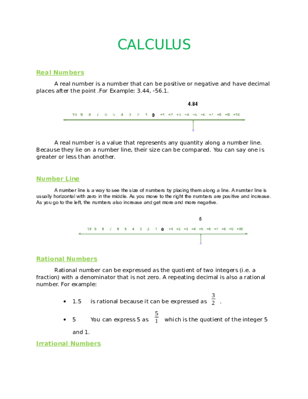 (DOC) CALCULUS Real Numbers
