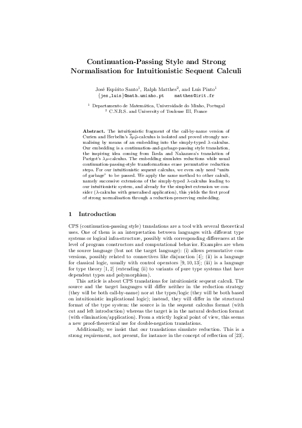 (PDF) Continuation-Passing Style and Strong Normalisation for ...