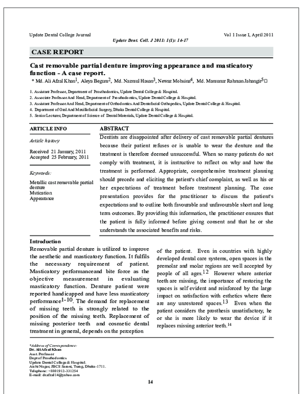 (PDF) Cast removable partial denture improving appearance and ...