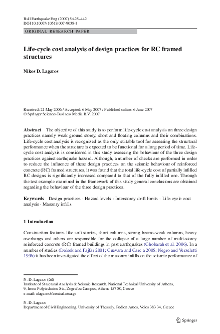 (PDF) Life-cycle cost analysis of design practices for RC framed structures