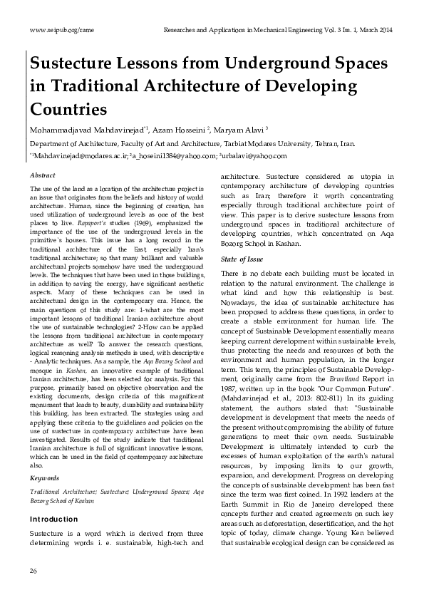 (PDF) Sus-Tech Lessons from Underground Spaces in Traditional ...