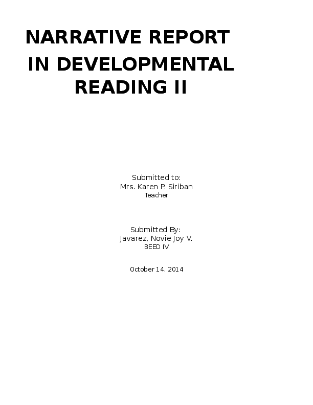 (DOC) A NARRATIVE REPORT