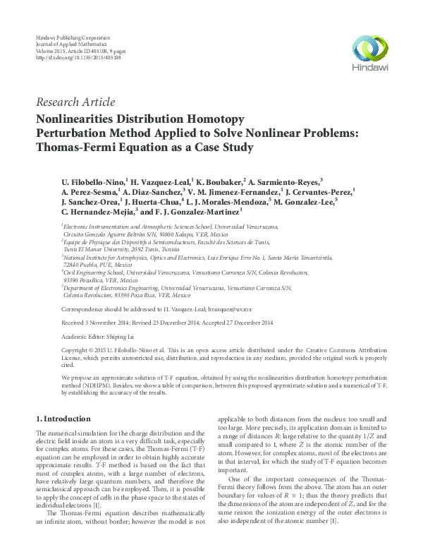 Pdf Nonlinearities Distribution Homotopy Perturbation Method Applied To Solve Nonlinear