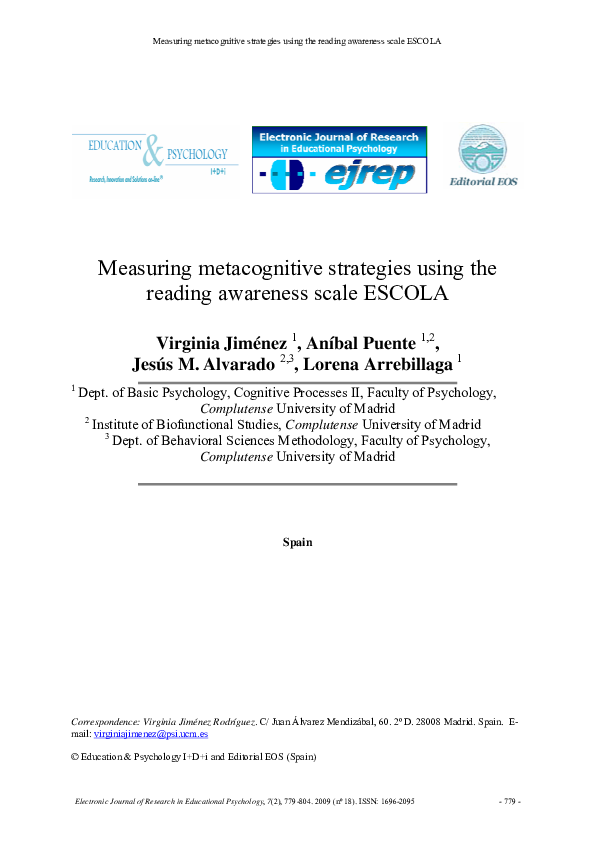 (PDF) Measuring metacognitive strategies using the reading awareness ...