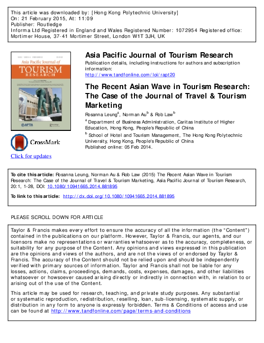 (PDF) The Recent Asian Wave in Tourism Research: The Case of the ...