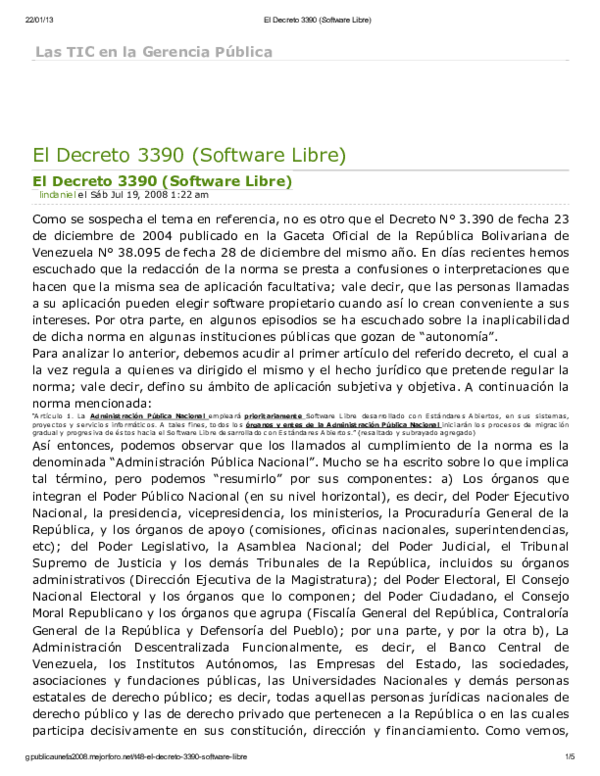 (PDF) El Decreto 3390 (Software Libre)