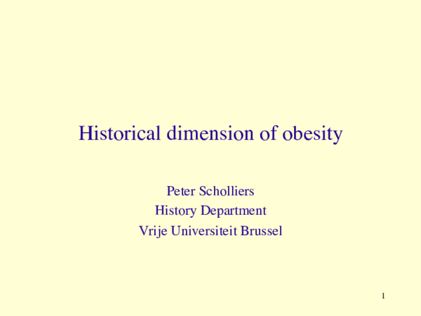 (PDF) The Historical Dimension of Obesity