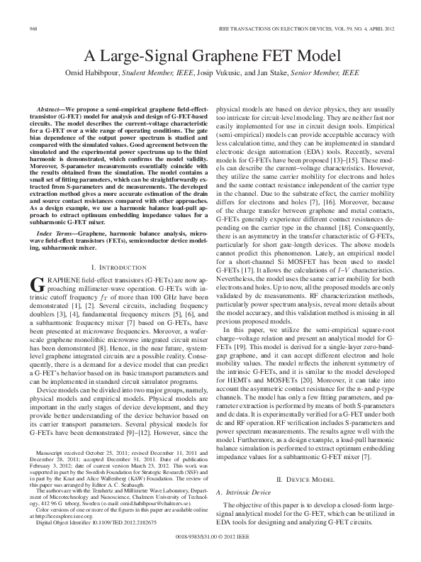 (PDF) A Large-Signal Graphene FET Model