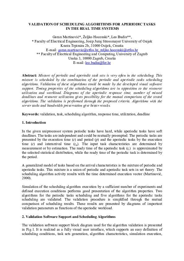 Pdf Validation Of Scheduling Algorithms For Aperiodic Tasks In The