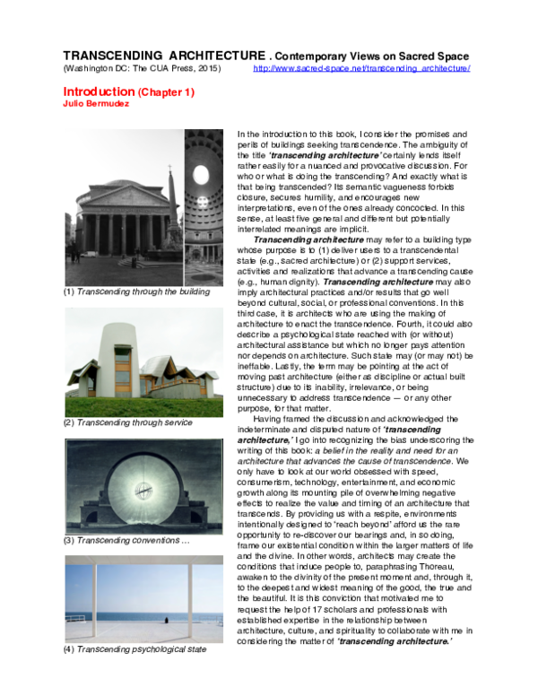 (PDF) TRANSCENDING ARCHITECTURE: INTRODUCTION (Abstract of Chapter 1 of ...