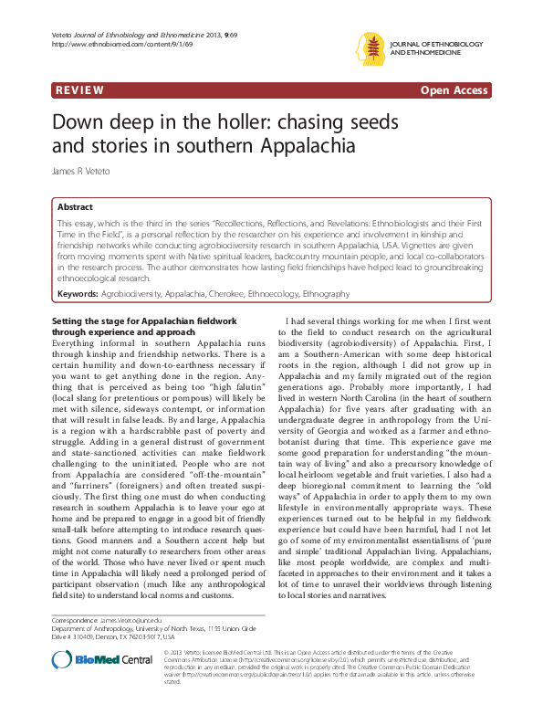 (PDF) Down deep in the holler: chasing seeds and stories in southern ...
