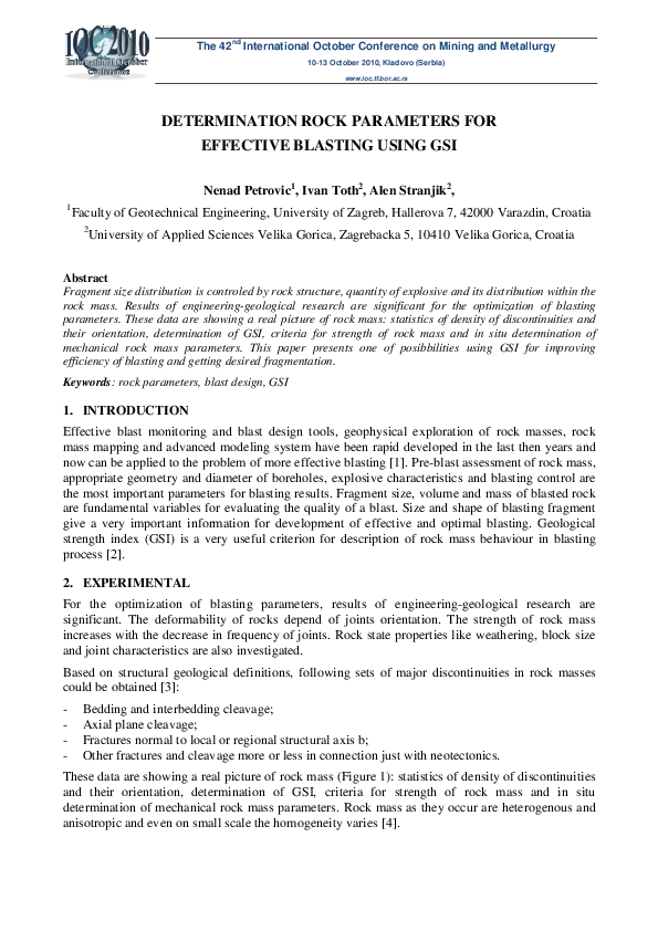 (PDF) Determination Rock Parameters for Effective Blasting using GSI