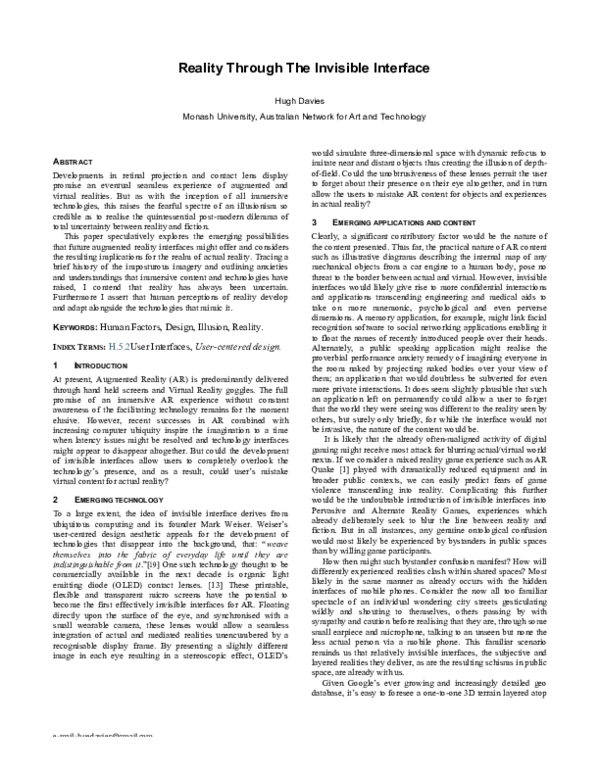 (PDF) The Invisible Interface.