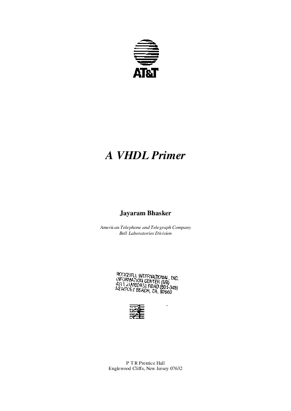 (PDF) vhdl primer by j bhaskar