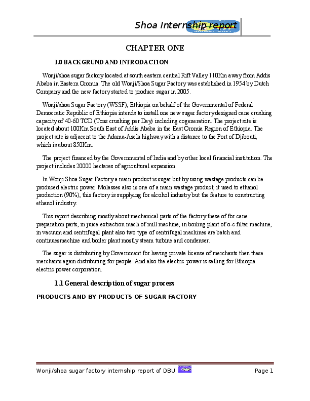 (DOC) Intership report