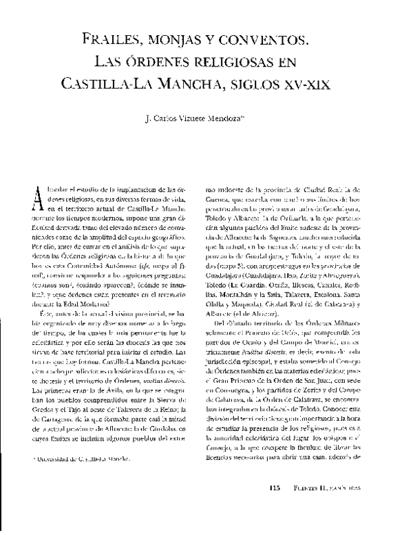 (PDF) J. C. VIZUETE MENDOZA: Frailes, monjas y conventos. Las Órdenes ...