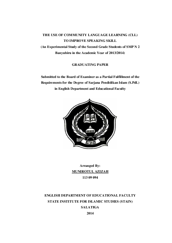 (PDF) THE USE OF COMMUNITY LANGUAGE LEARNING (CLL) TO IMPROVE SPEAKING SKILL