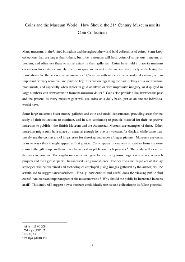 (PDF) Coins and the Museum World: How Should the 21st Century Museum ...