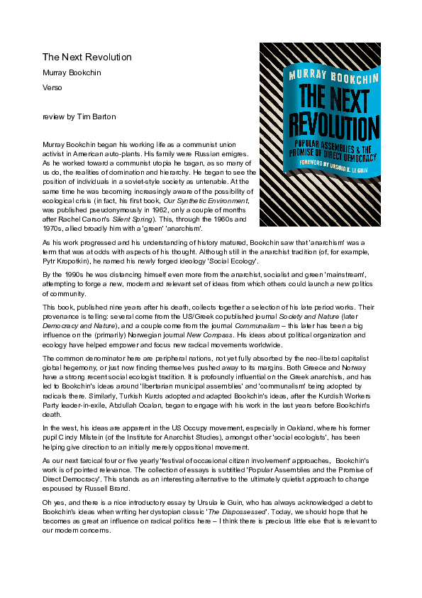 (PDF) Review of The Next Revolution, Murray Bookchin