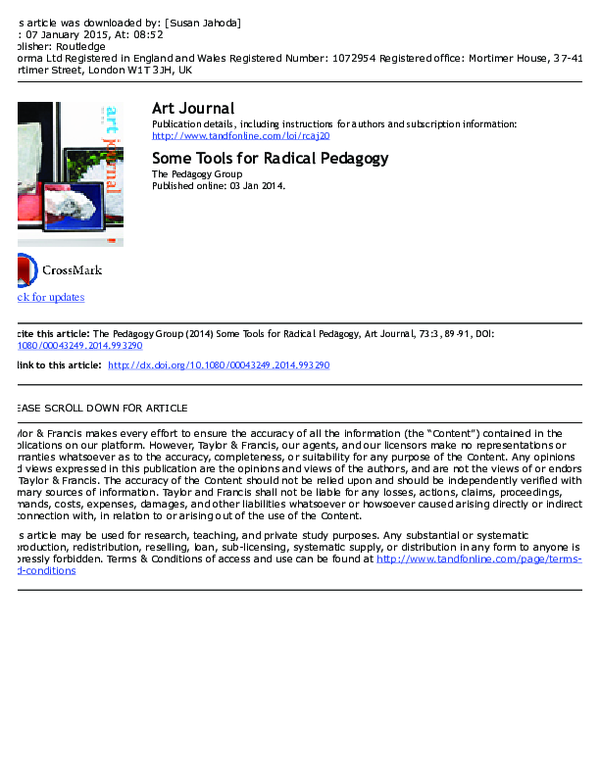 (PDF) Some Tools for Radical Pedagogy