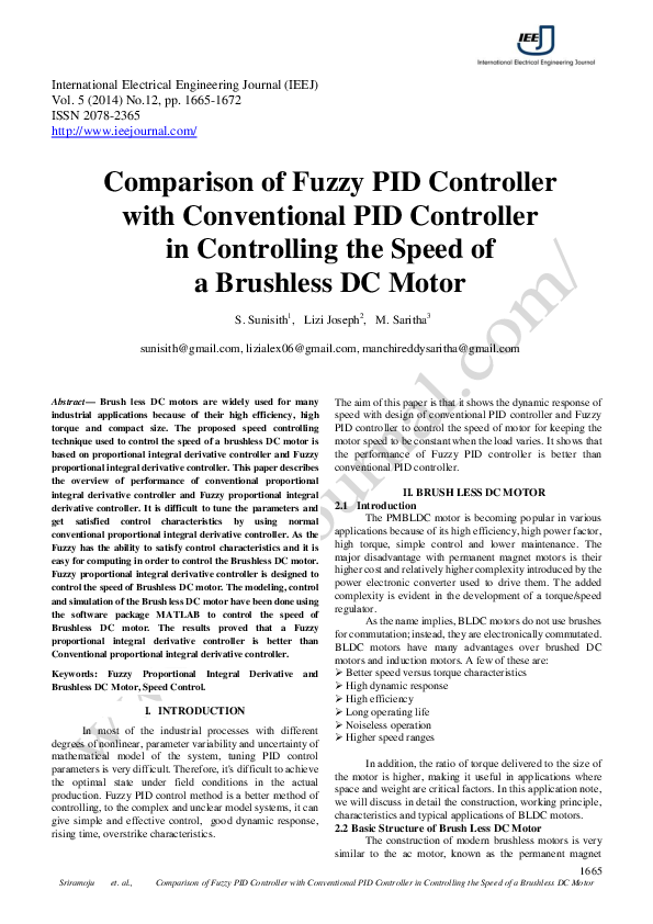 Pdf Comparison Of Fuzzy Pid Controller With Conventional Pid Controller In Controlling The