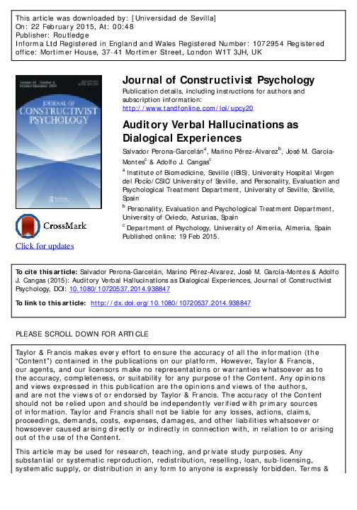 (PDF) Auditory verbal hallucinations as dialogical experiences