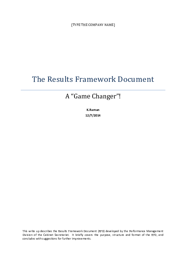 (PDF) The Results Framework Document: A Game Changer