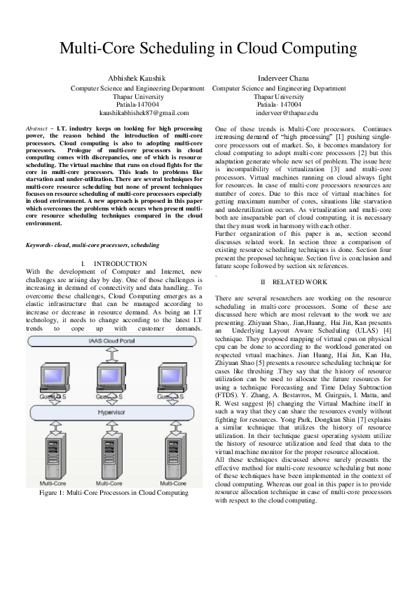 (PDF) Multi-Core Scheduling in Cloud Computing