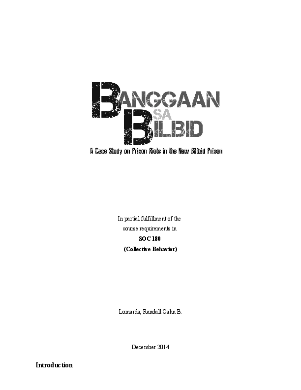 (DOC) Banggaan sa Bilibid: A Case Study on Prison Riots in the New ...