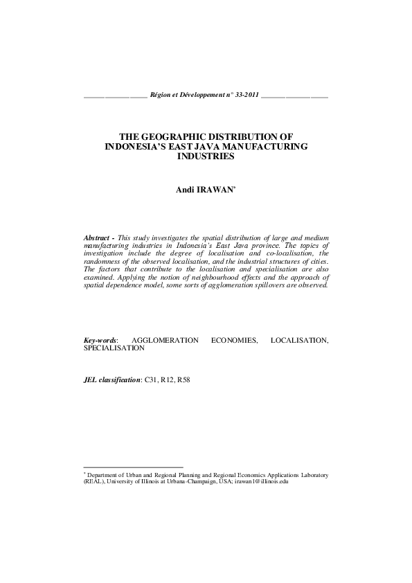 (PDF) THE GEOGRAPHIC DISTRIBUTION OF INDONESIA’S EAST JAVA ...