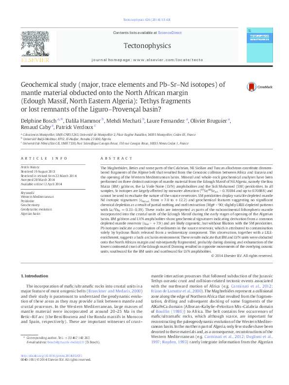 (PDF) Geochemical study (major, trace elements and Pb-Sr-Nd isotopes ...