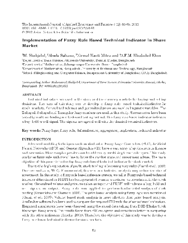 Implementation Of Fuzzy Rule Based Technical Indicator In Share Market