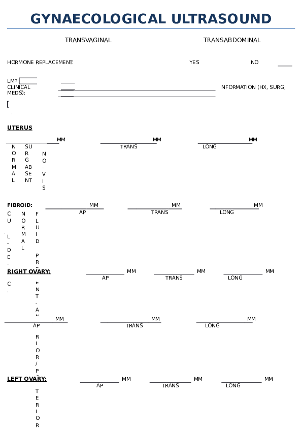 (DOC) Gynaecological ultrasound checklist