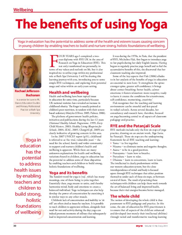 (PDF) The benefits of using yoga (research on yoga in education)