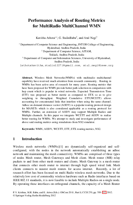 Performance Analysis of Routing Metrics for Multi Radio Multi Channel in Wireless Mesh Networks