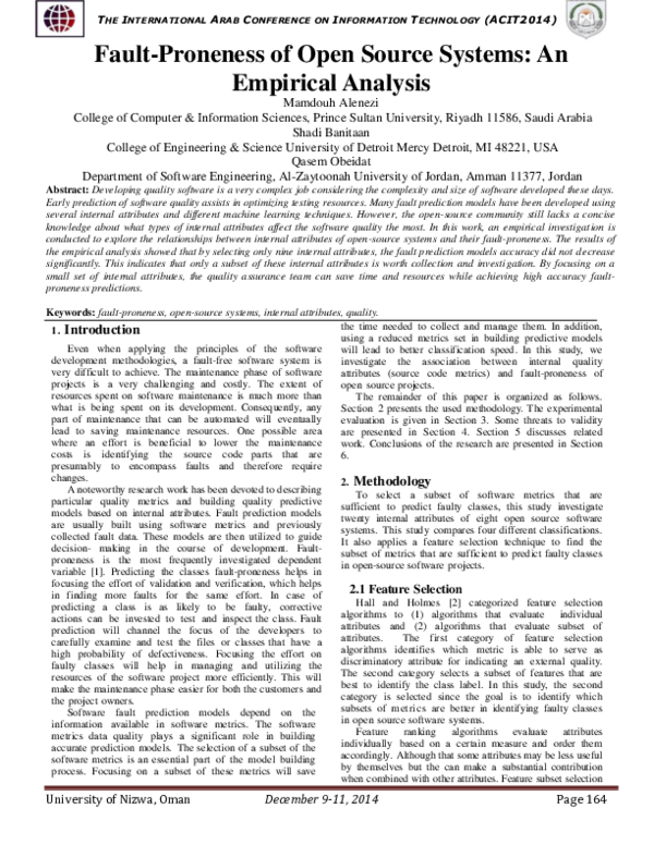 Pdf Fault Proneness Of Open Source Systems An Empirical Analysis