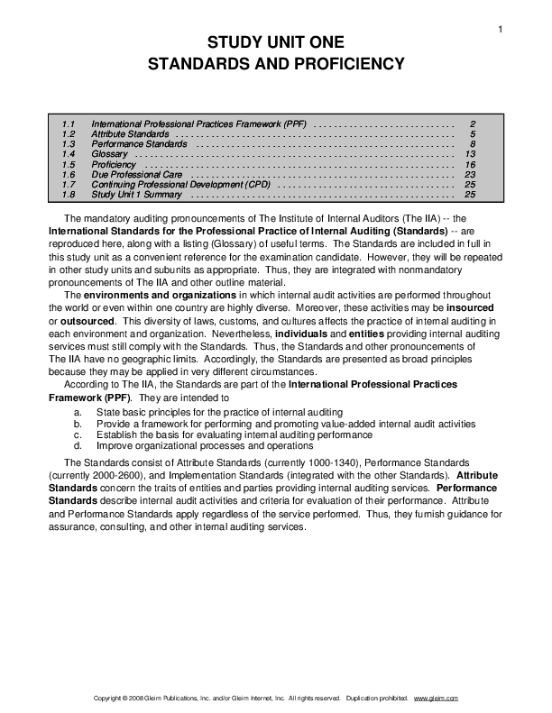 (PDF) STUDY UNIT ONE STANDARDS AND PROFICIENCY